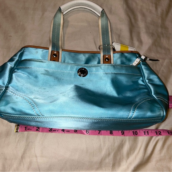 Coach | Bags | Coach Sateen Light Blue Handbag | Poshmark